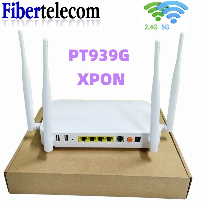 PT939G 4 Antennas Dual Band WIFI 2.4G & 5G XPON ONU English Version Optical Fiber Router ...