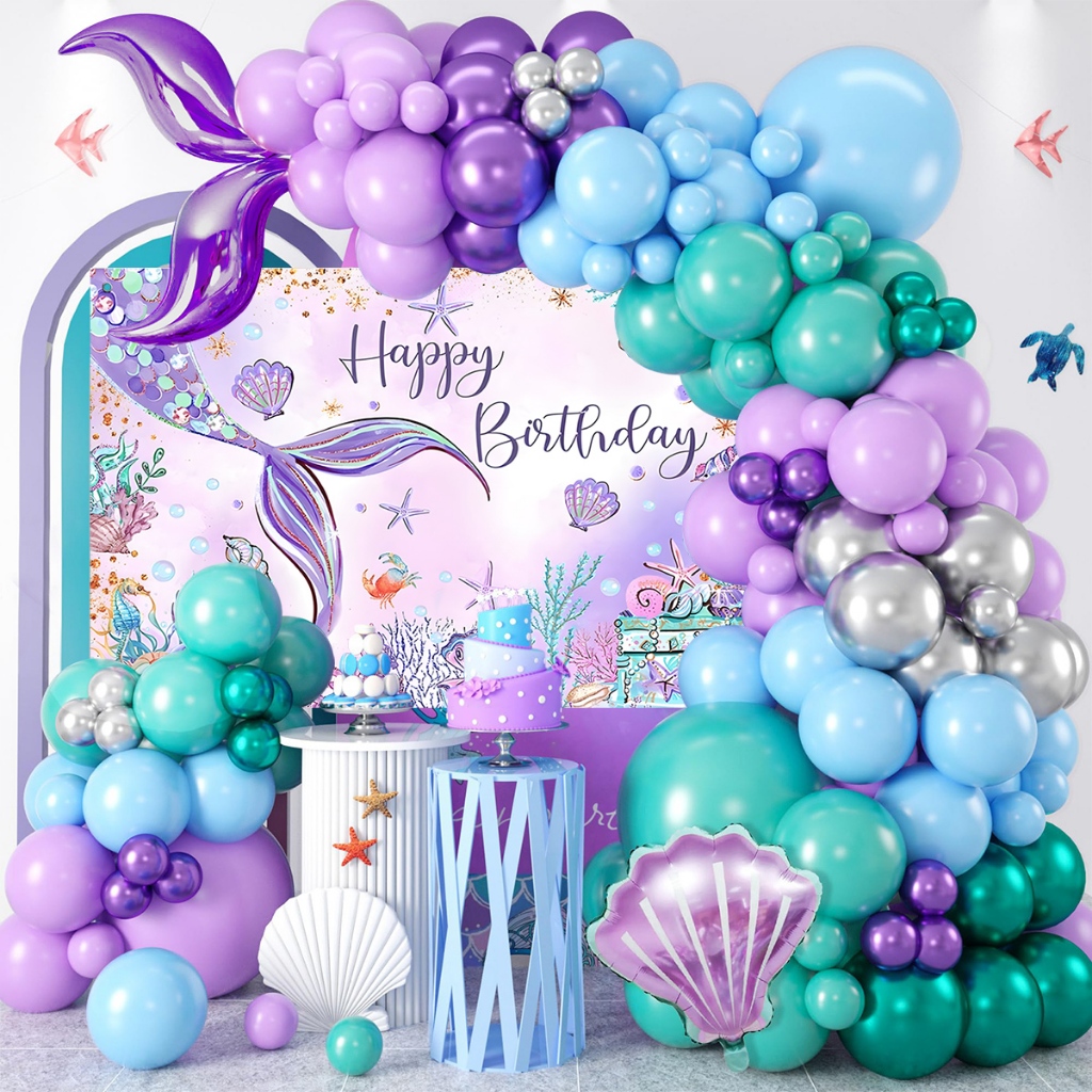 Mermaid Balloon Backdrop Birthday Decoration Set Mermaid Tail Balloon ...