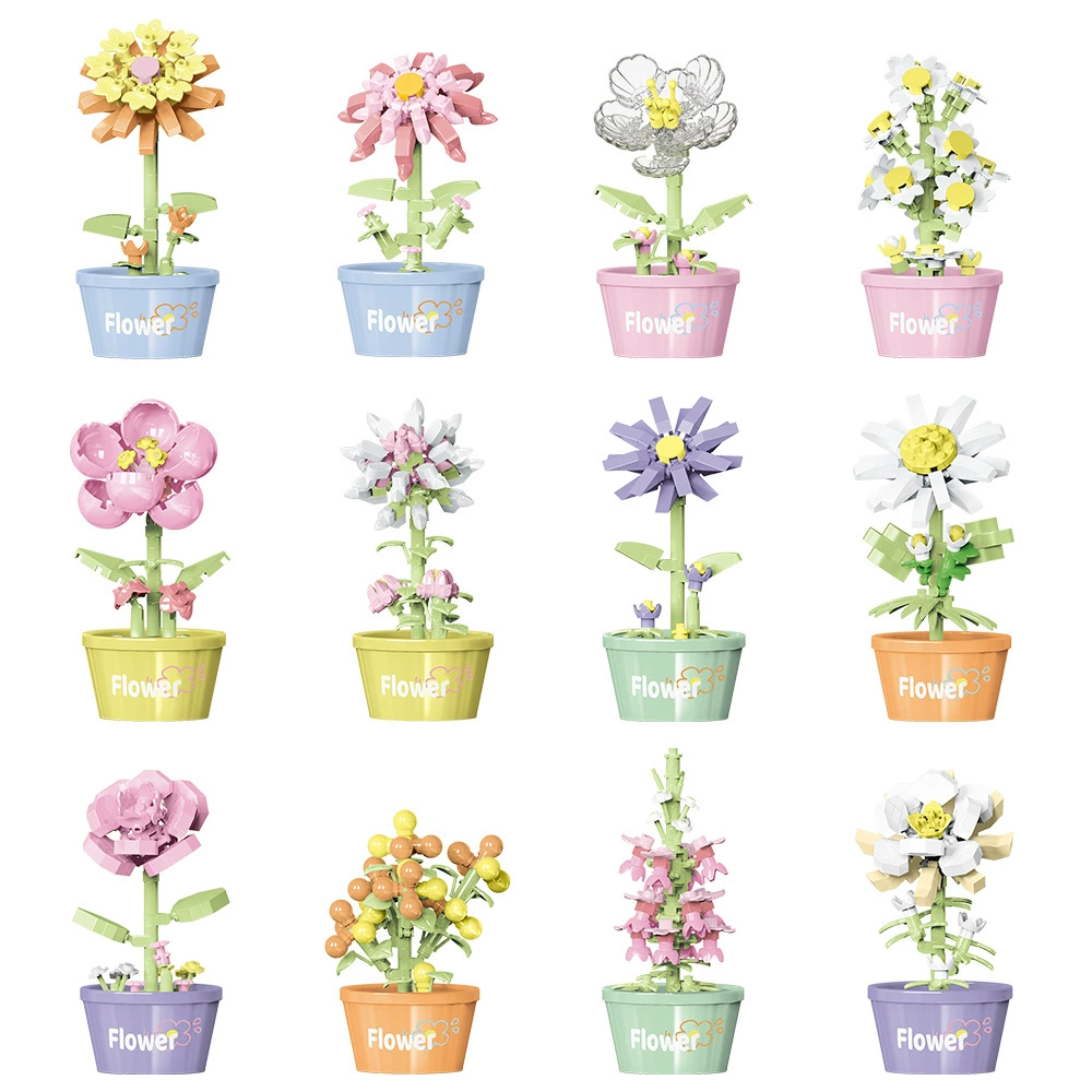 Eternal flower assembly building blocks flower potted plants micro ...