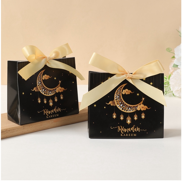 Ramadan Kareem Black Gold Moon Lantern Gift Box Ramadan Mubarak Islamic ...