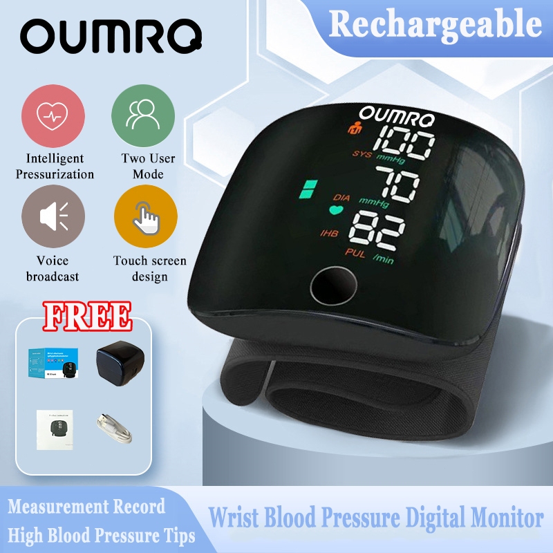 OUMRQ Rechargeable Blood Pressure Digital Monitor LED Display Automatic Blood Pressure Monitor ...