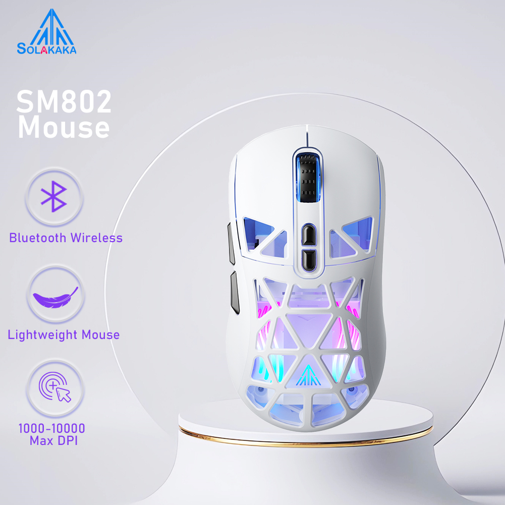 SOLAKAKA SM802 Customized Mouse Replaceable Shell Tri-mode Connection ...