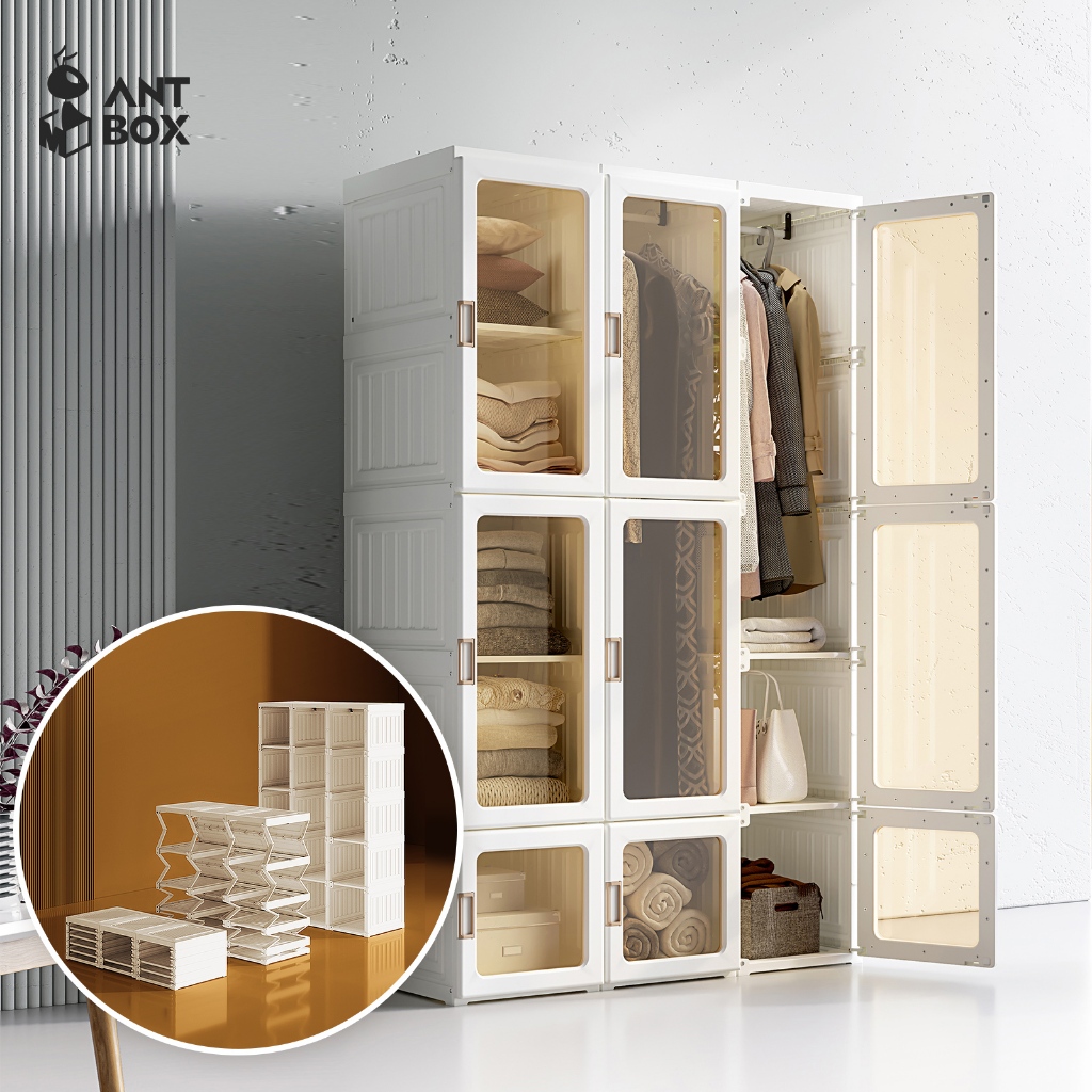 ANTBOX Wardrobe Free Installation Clothes Cabinet Large Storage ...