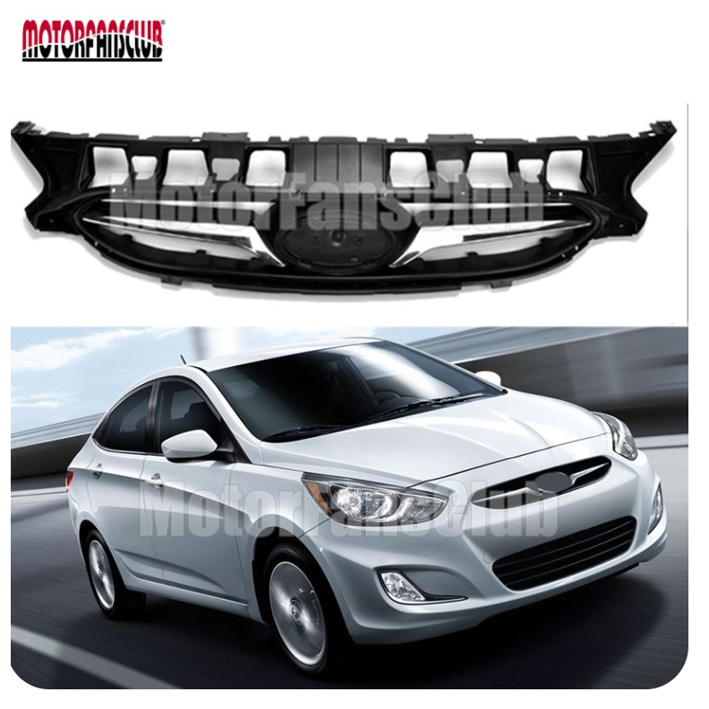 Style Black ABS Chrome Front Bumper Grill Grille For Hyundai Accent ...