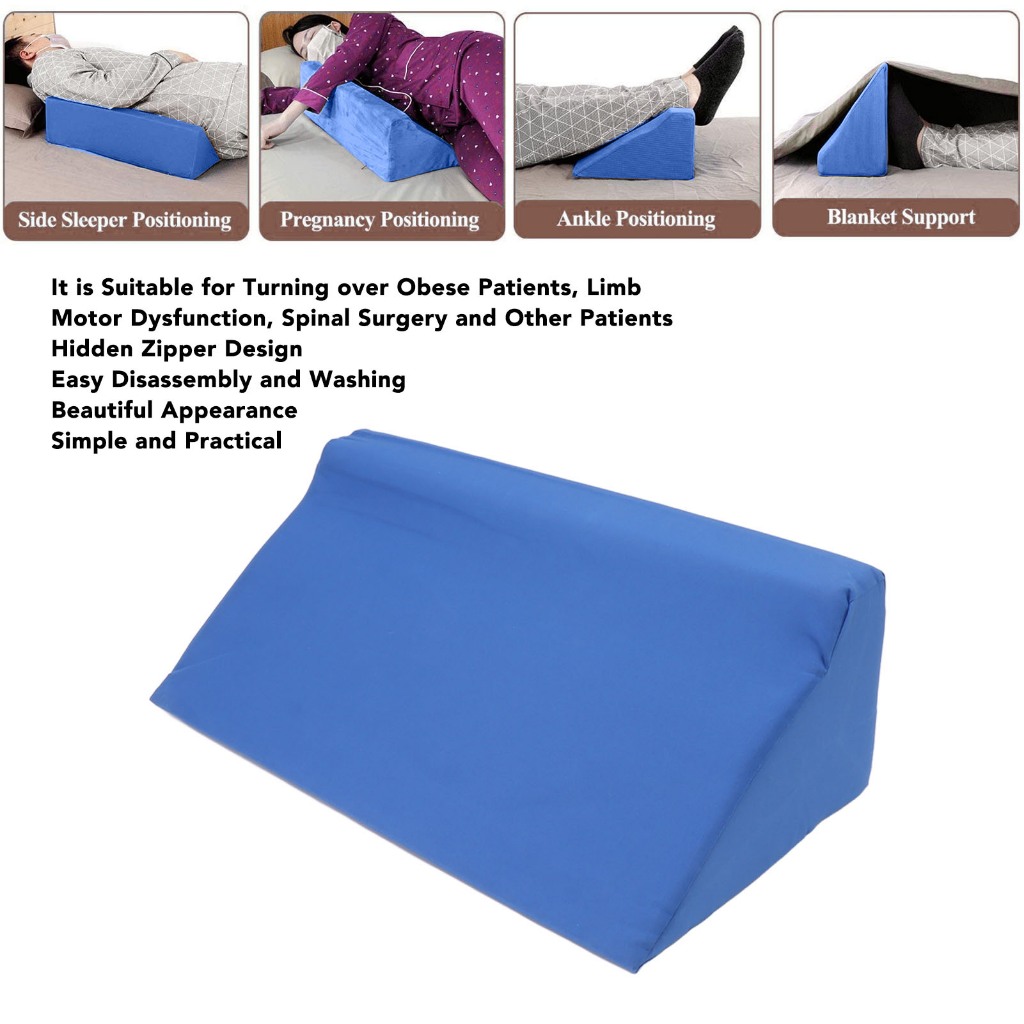 Blue Body Side Wedge Pillow with Hidden Zipper PU Leather Incline Side ...