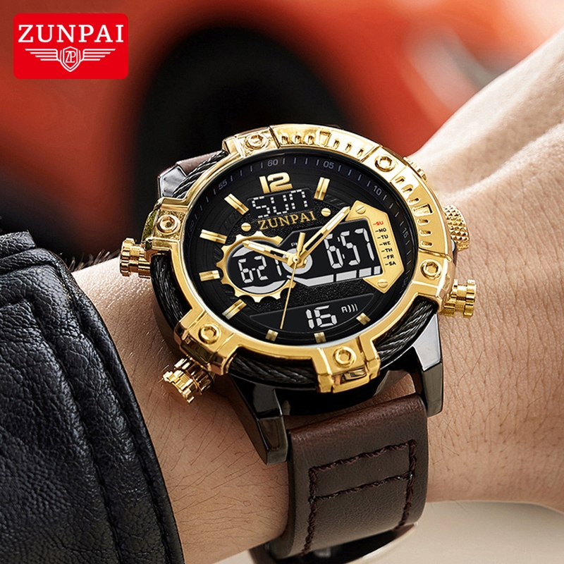 ZUNPAI Watch for Men Original Branded Waterproof Gold Stainless Steel ...