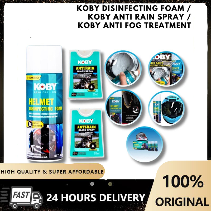 Original Koby Helmet 450ml Disinfecting Foam Spray and 20ml Anti Rain ...