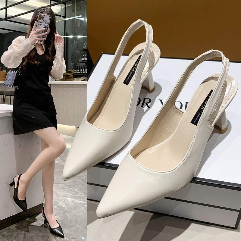New Korean fashion high heels leather pointed sandals women casual sexy ...