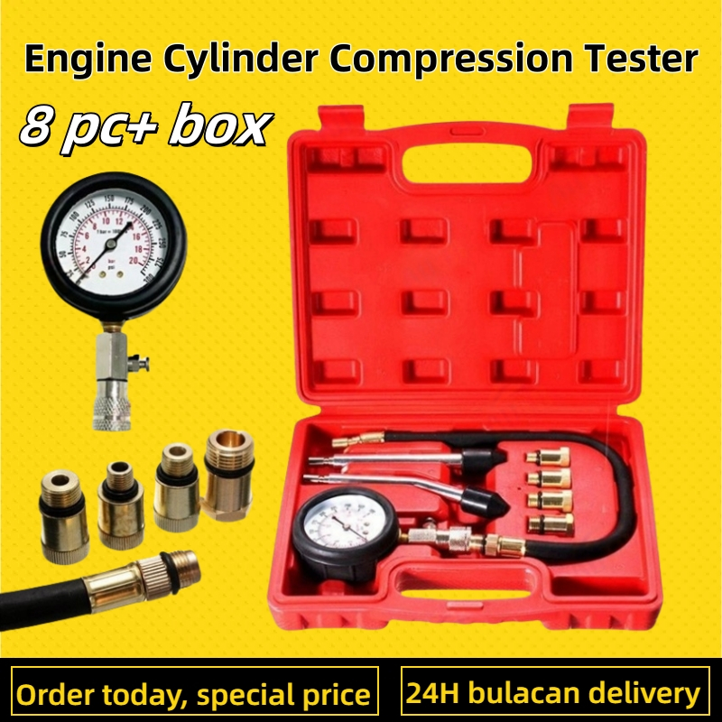 8 PCS Engine Cylinder Compression Tester Kit Auto Tool Meter, Gas ...