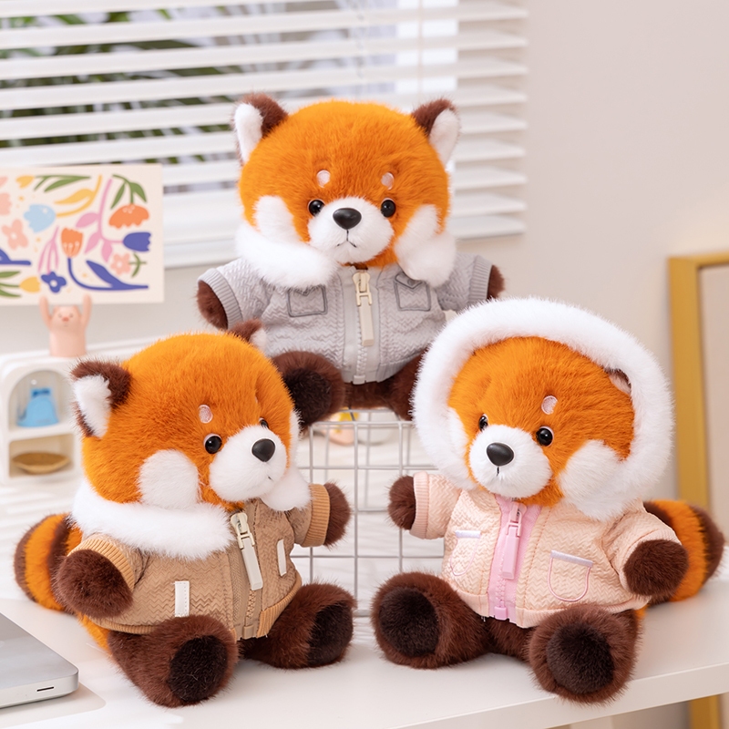 Red Panda with Clothes Plush Toy Cute Panda Soft Stuff Animals Doll ...