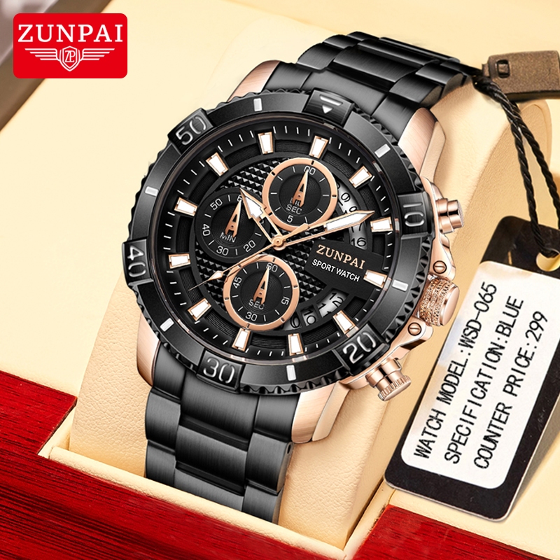 ZUNPAI Watch fo Men Original Waterproof Stainless Steel Sports Men's ...