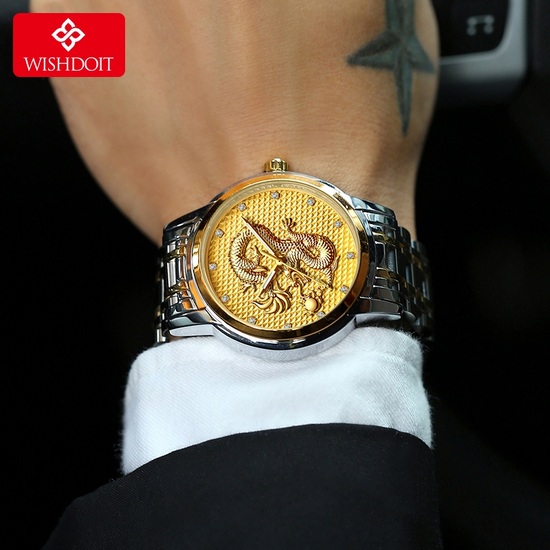 WISHDOIT Watch for Men Original Waterproof Stainless Business Quartz ...