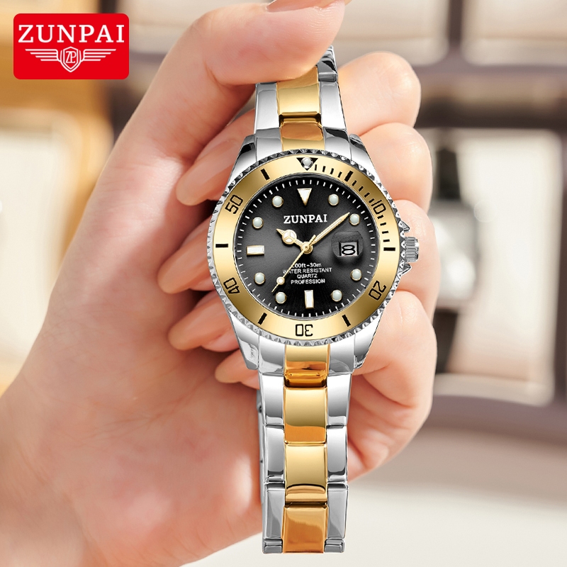 ZUNPAI Watch for Women Original Waterproof Stainless Steel Gold Fashion ...