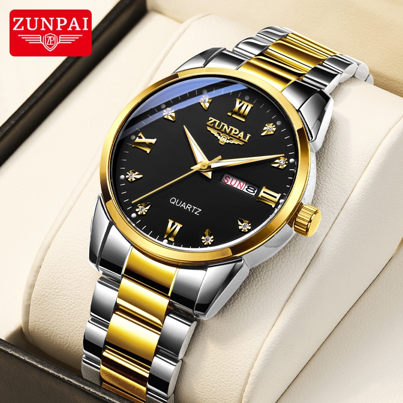 ZUNPAI Watch for Men Original Waterproof Stainless Steel Gold/Silver ...