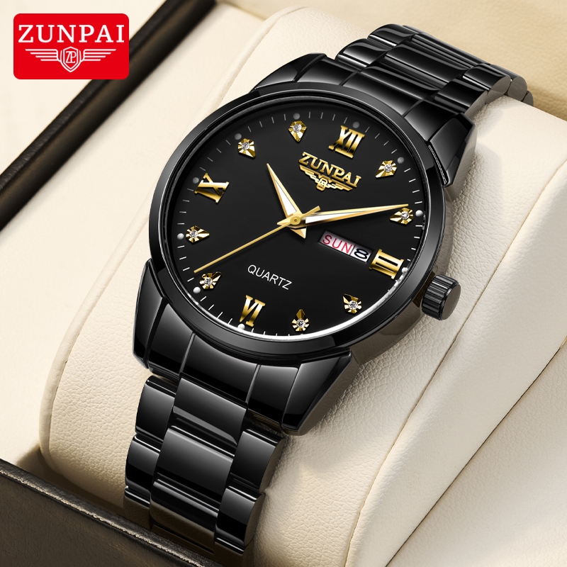 ZUNPAI Watch for Men Original Waterproof With Box Stainless Steel Gold ...