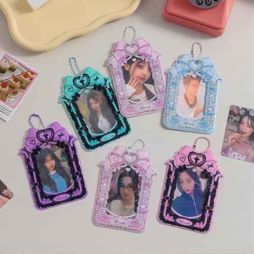 Bowknot Idol Photo Card Sleeves INS PVC Girl Heart 3-inch Transparent ...
