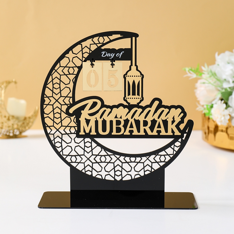 Black Gold Eid Mubarak Countdown Ornament with Base Hari Raya ...