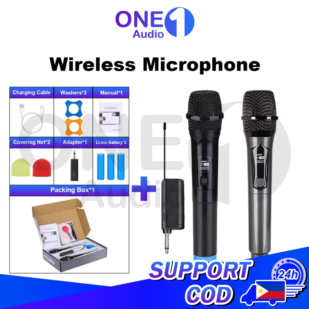 OneAudio Professional Wireless Microphone UHF Handheld Rechargeable Dynamic Microphone For ...