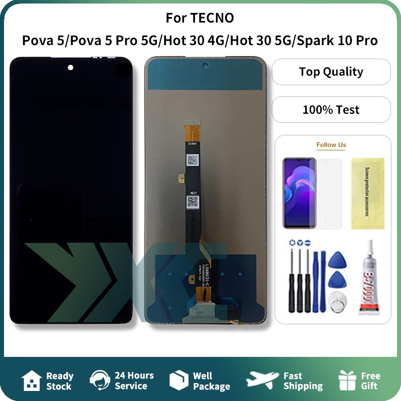 For Tecno Pova 5/Pova 5 Pro 5G/Hot 30 4G/Hot 30 5G/Spark 10 Pro LCD Screen Assembly Replacement ...