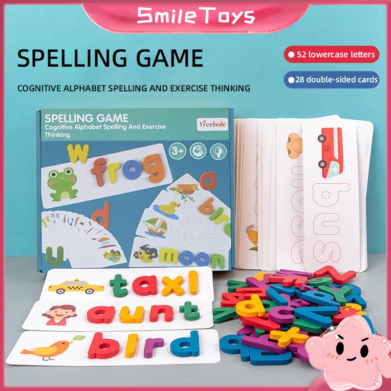 SmileToys Kids Wooden Spelling Game Cognitive Alphabet Spelling ...