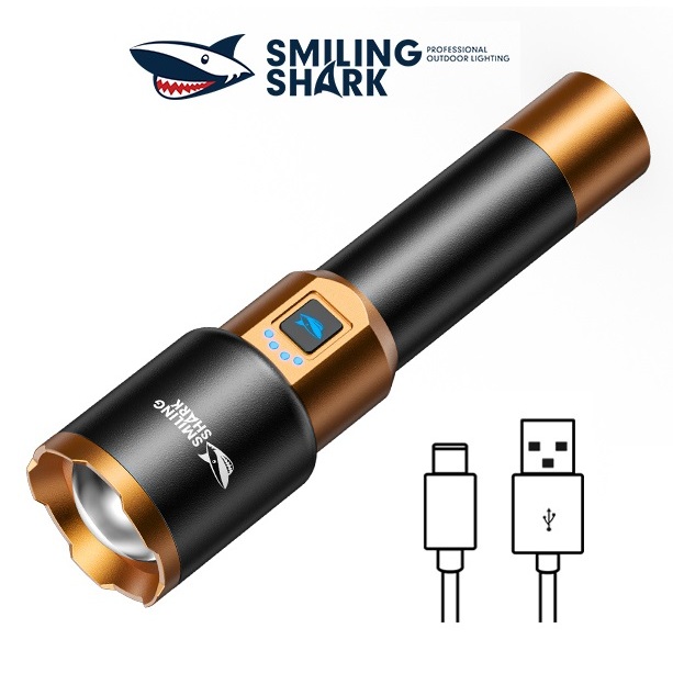 Smiling Shark Powerful Flashlight M80 10000LM Ultra Bright Torch Light ...