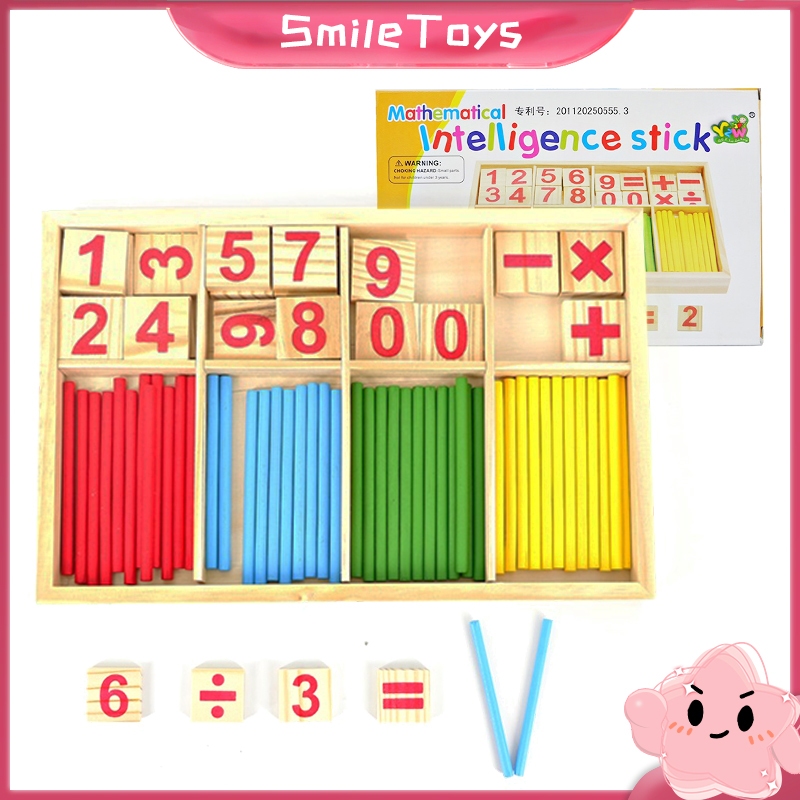 SmileToys Wooden Digital Stick Counting Game Color Number Box ...