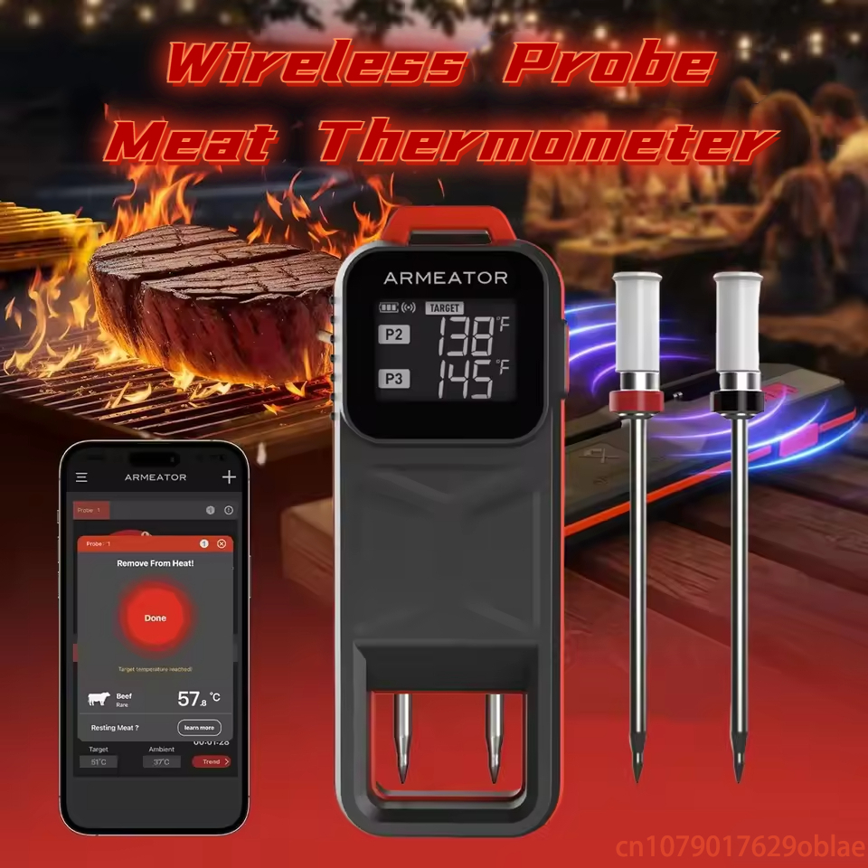 Meat Thermometer Digital Waterproof Probe Rechargeable With Lcd Screen ...
