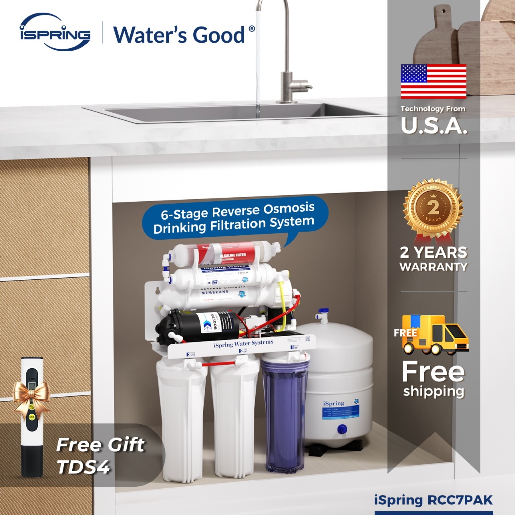 iSpring RCC7P-AK Drinking Water Filtration System 6-Stage 75 GPD ...