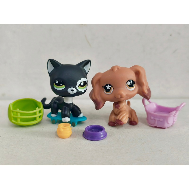 2pcs/lot LPS Figure Cat Dog #2249#716 W/Accessories Littlest Pet Shop ...