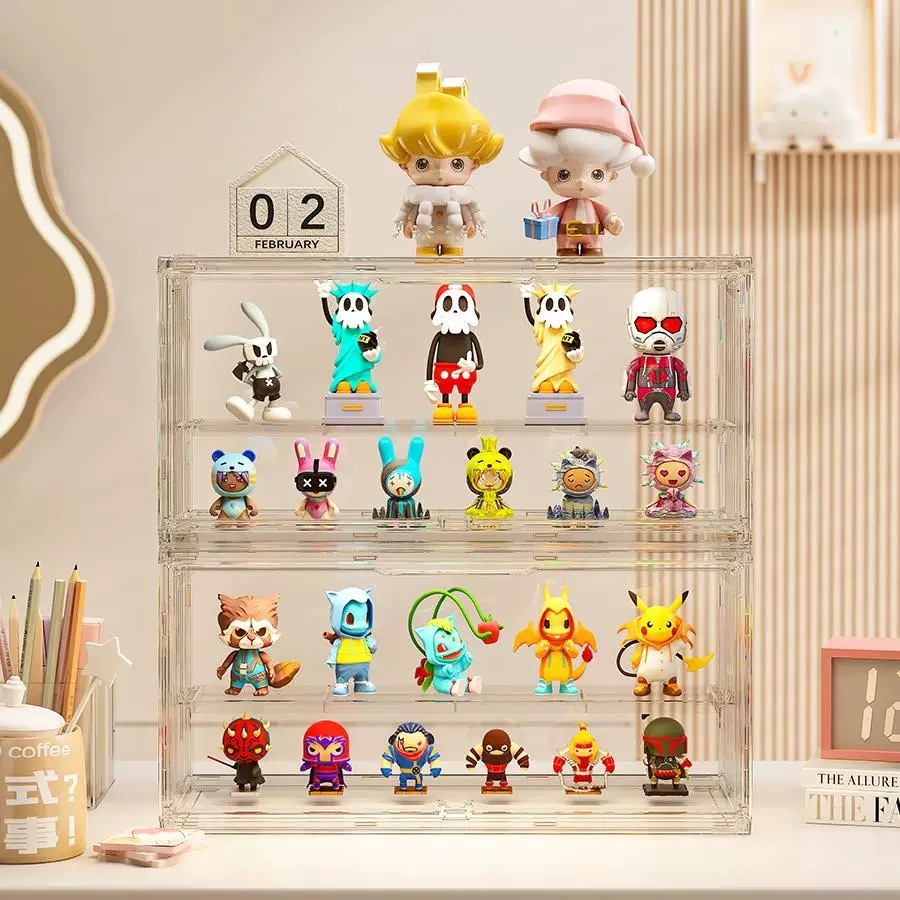 Popmart acrylic transparent storage box dustproof display box stackable ...