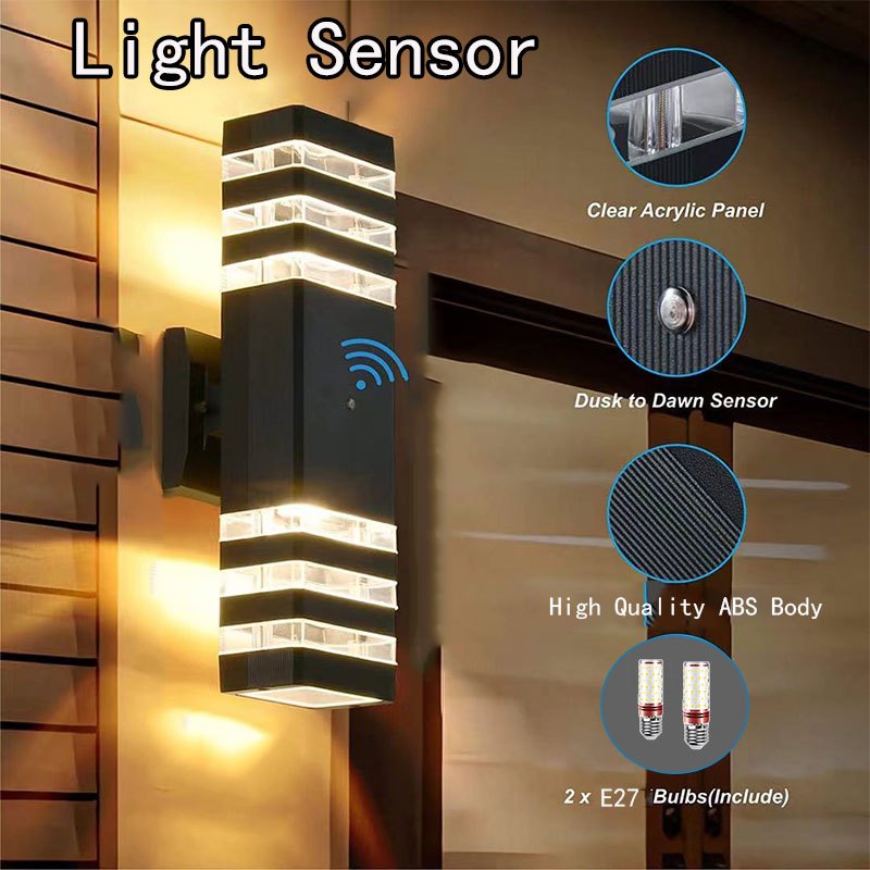 Light Sensor LED Wall Lights Replace E27 Bulb LED Wall Lamp Wateproof ...