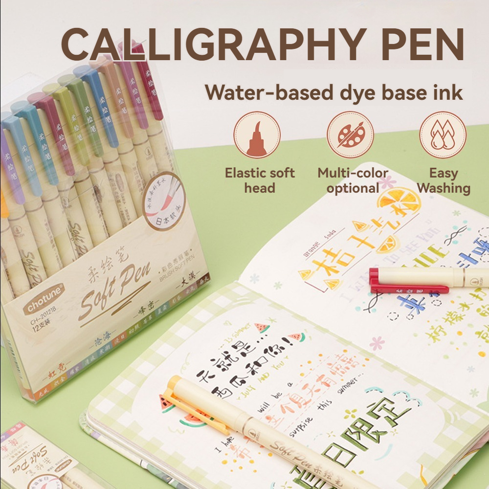 NEW 3 Pieces Set Soft Head Soft Drawing Pen Student Calligraphy Pen ...