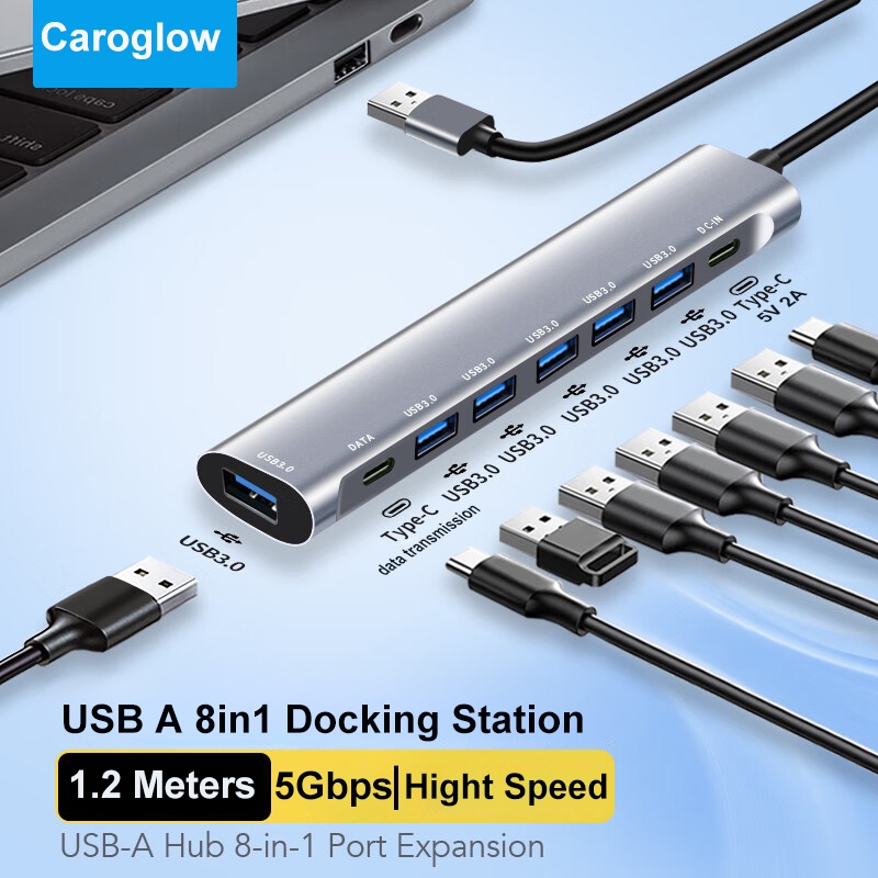 USB Hub 8-Port 3.0 Splitter with 1.2M Extension Long Cable Cord Ultra ...