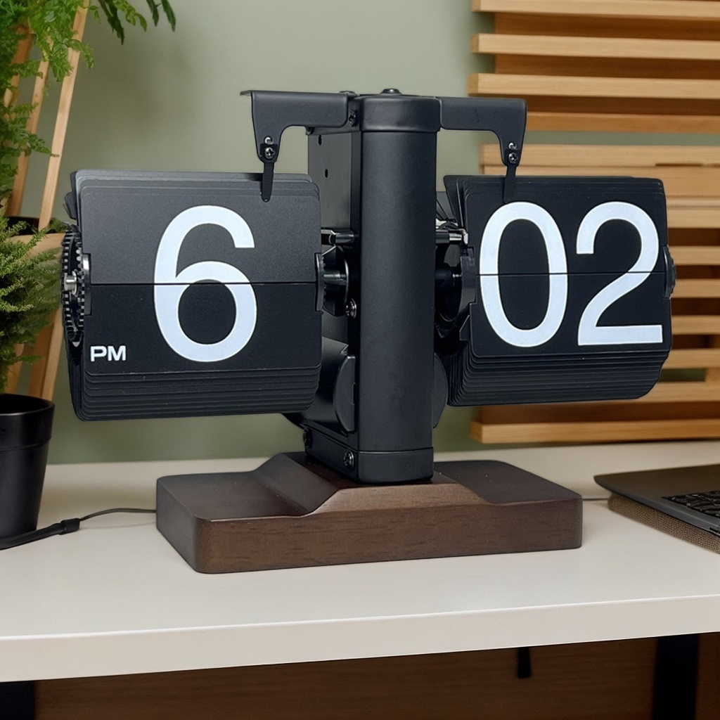Household Retro Mechanical Page-Flip Clock Desktop Unique Automatic ...