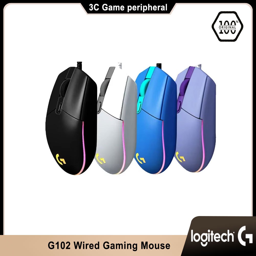 Logitech G102 Lightsync Wired Gaming Mouse Backlit Mechanica Side Button Glare Mouse Macro ...