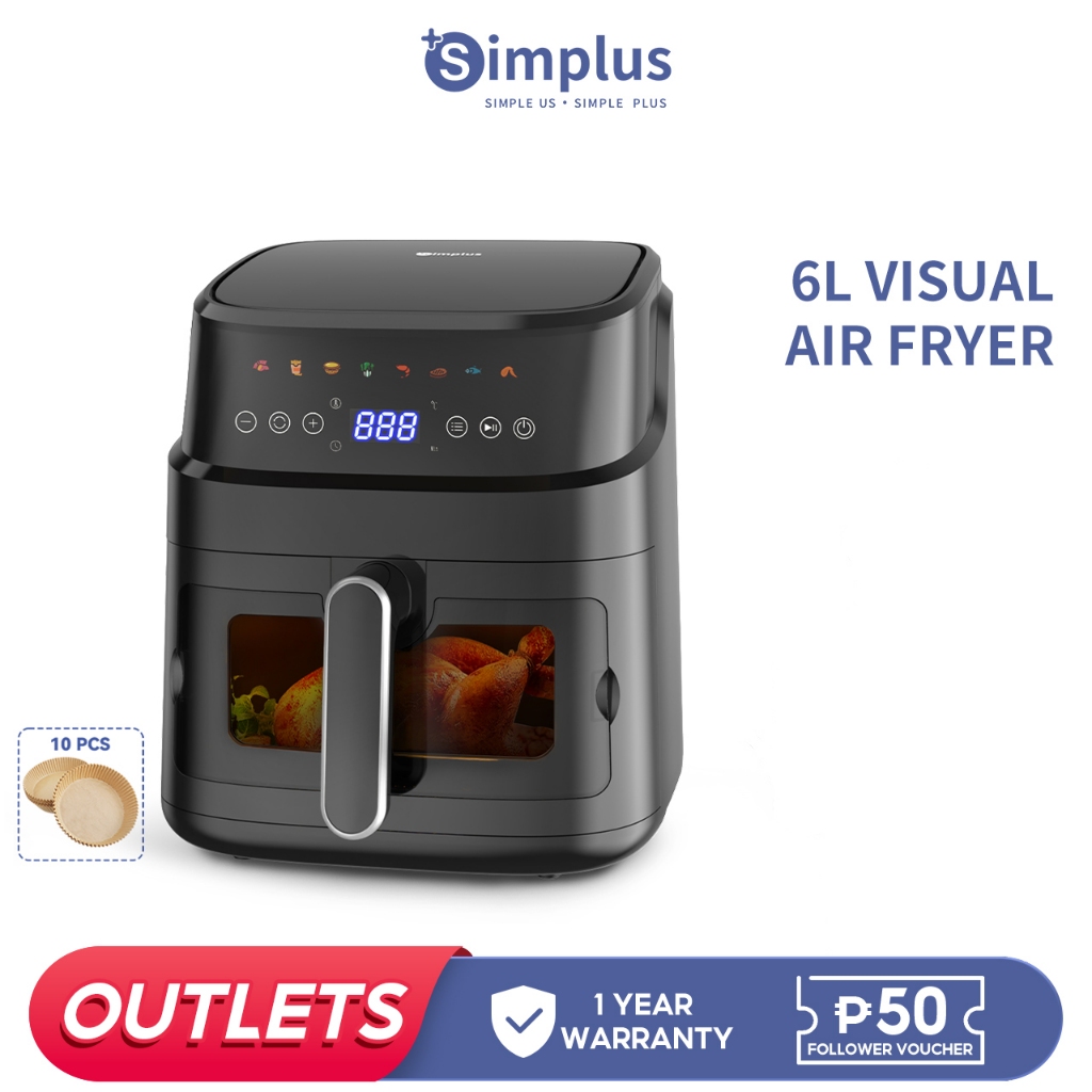 Simplus Visible Air Fryer 6L Electric Fryer Oven LCD Touch Screen Non ...