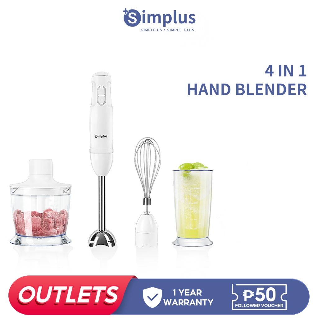 Simplus 4 in 1 Hand Mixer Blender Immersion Blender Food Processor Electric Multifunction ...