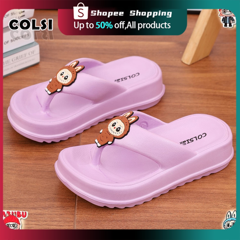 【Colsi】Kids Fashion Labubu Cartoon Slippers Soft Soled Flip Flops For ...