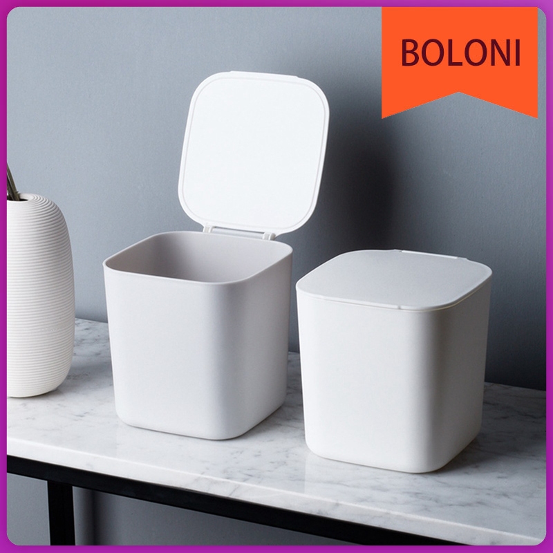 Mini Desktop Trash Can with Cover Desk Organizer Nordic Style Trash Bin ...