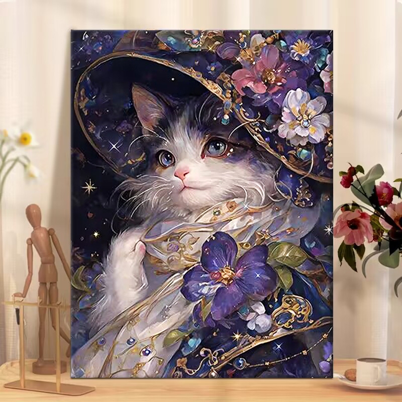 【ORFON】40×50cm canvas painting/paint by number/Beautiful Cat/Art painting/diy painting/living ...