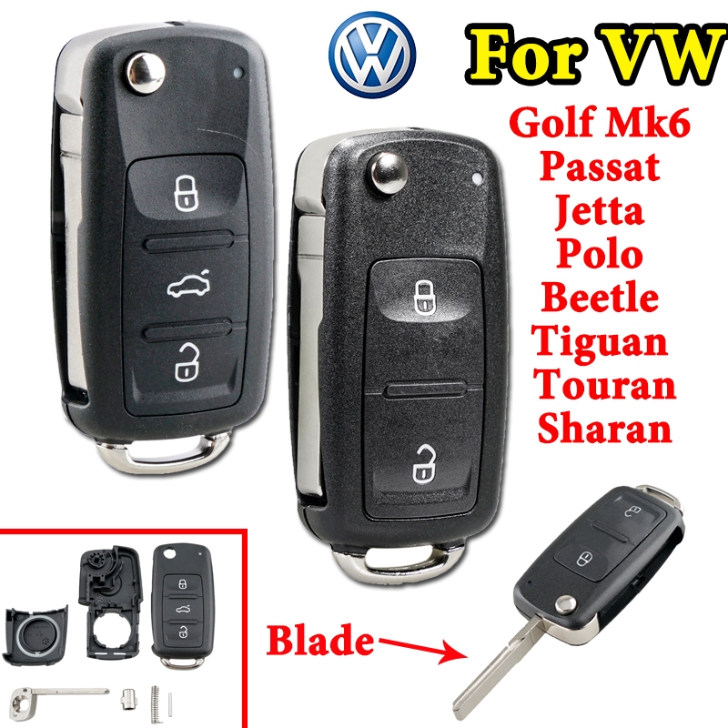 VW Folding Car Remote Key Case Cover Flip For Volkswagen Golf Mk6 ...