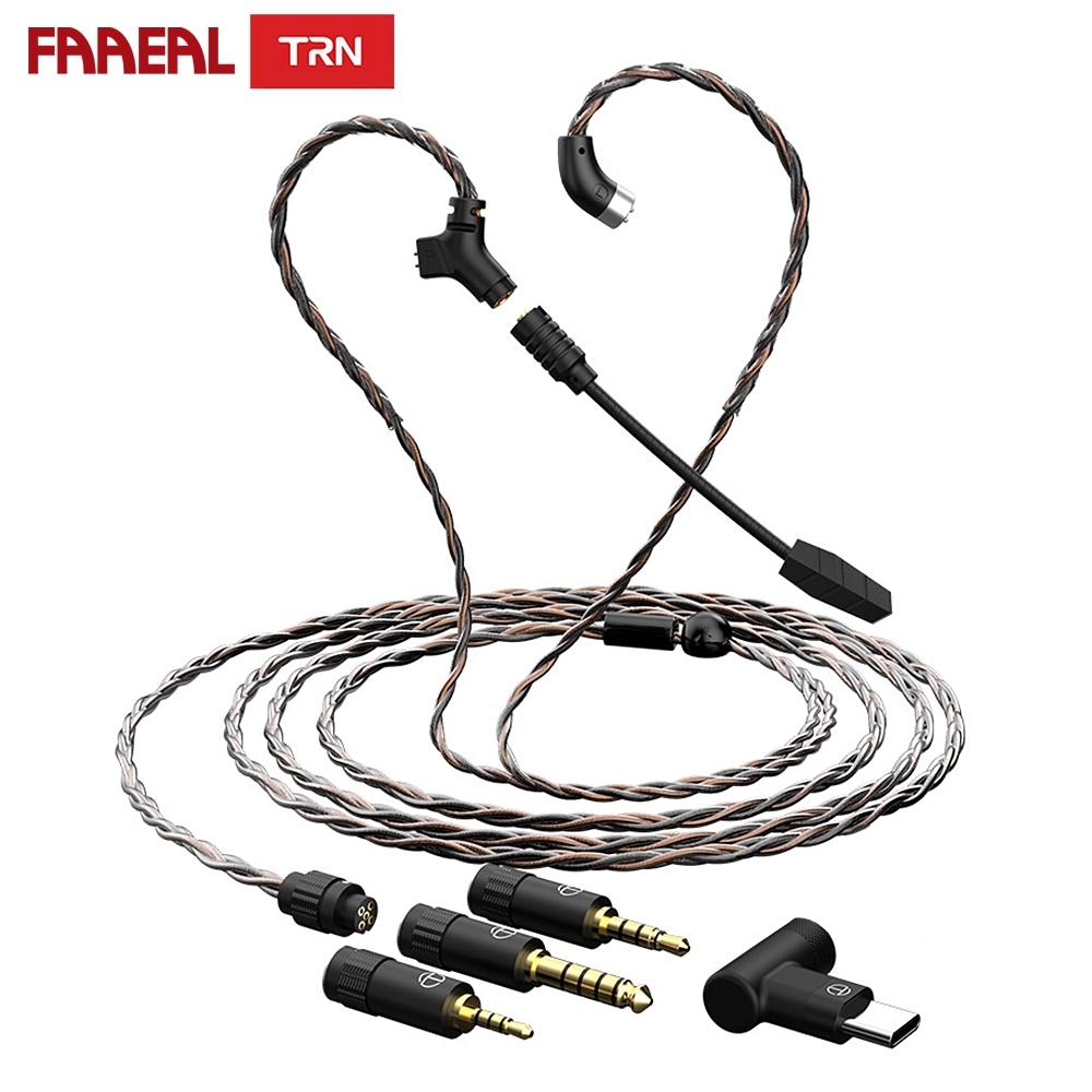 FAAEAL TRN RedChain Plus Earphone Upgrade Cable 4 Strands Copper-silver Mixed-braided Esports ...
