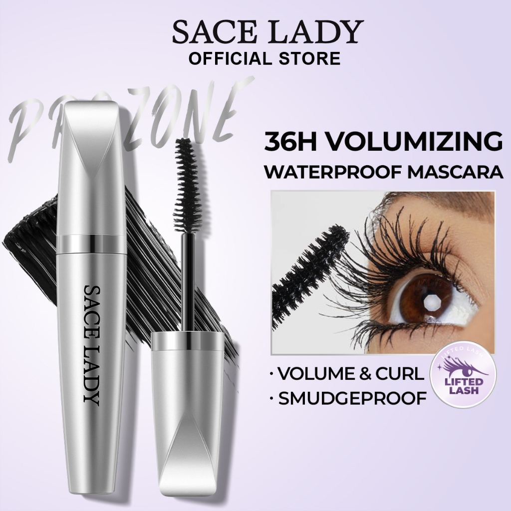 SACE LADY Waterproof Mascara With Eyelash Curler Volume & Curl Black ...