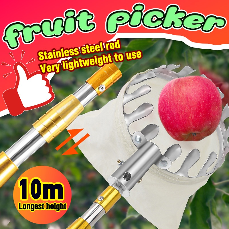 Stainless steel fruit picker, adjustable long pole fruit picker 4/5/6/7 ...