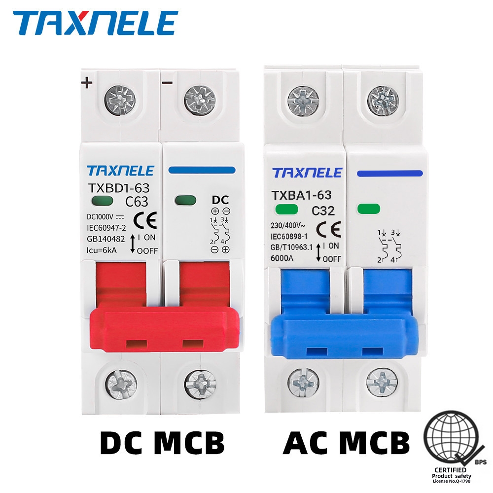 TAXNELE 2P AC DC 1000V 6A 10A 16A 20A 25A 32A 40A 50A 63A MCB PV Solar ...