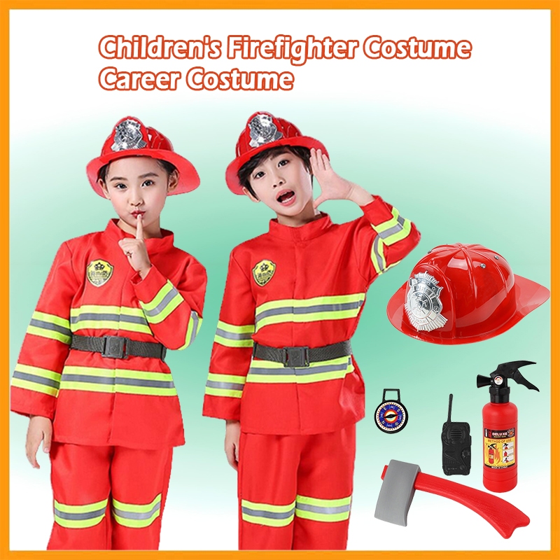 Fireman Costume for Kid boy Girl Firefighter Professional Attire For ...