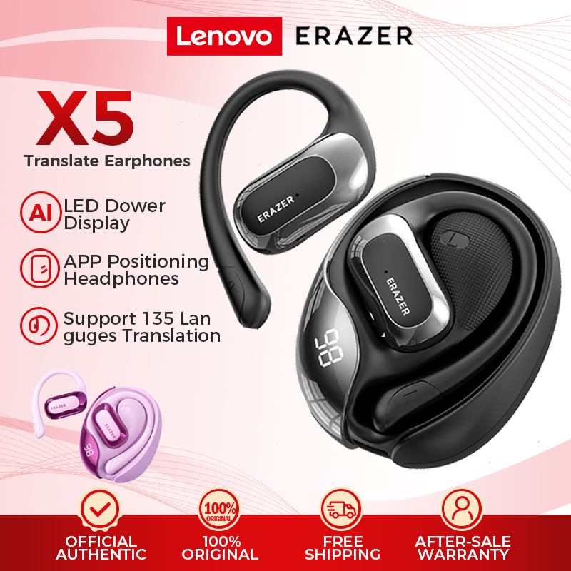 Lenovo ERAZER X5 Al Smart Real-Time Translation Open Ear Wireless ...