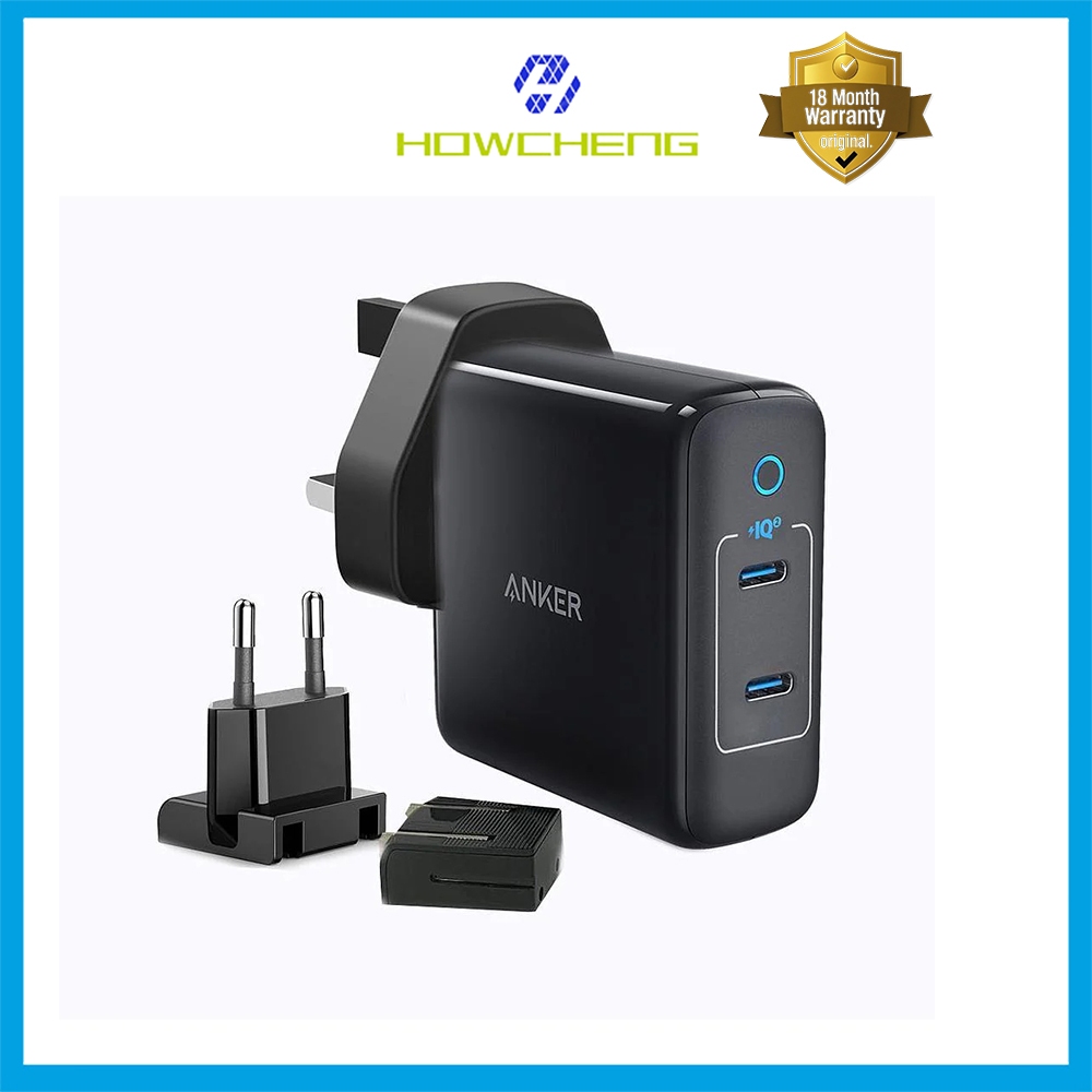 Anker PowerPort III 2-Port 60W Interchangeable US UK EU -Black | Shopee ...