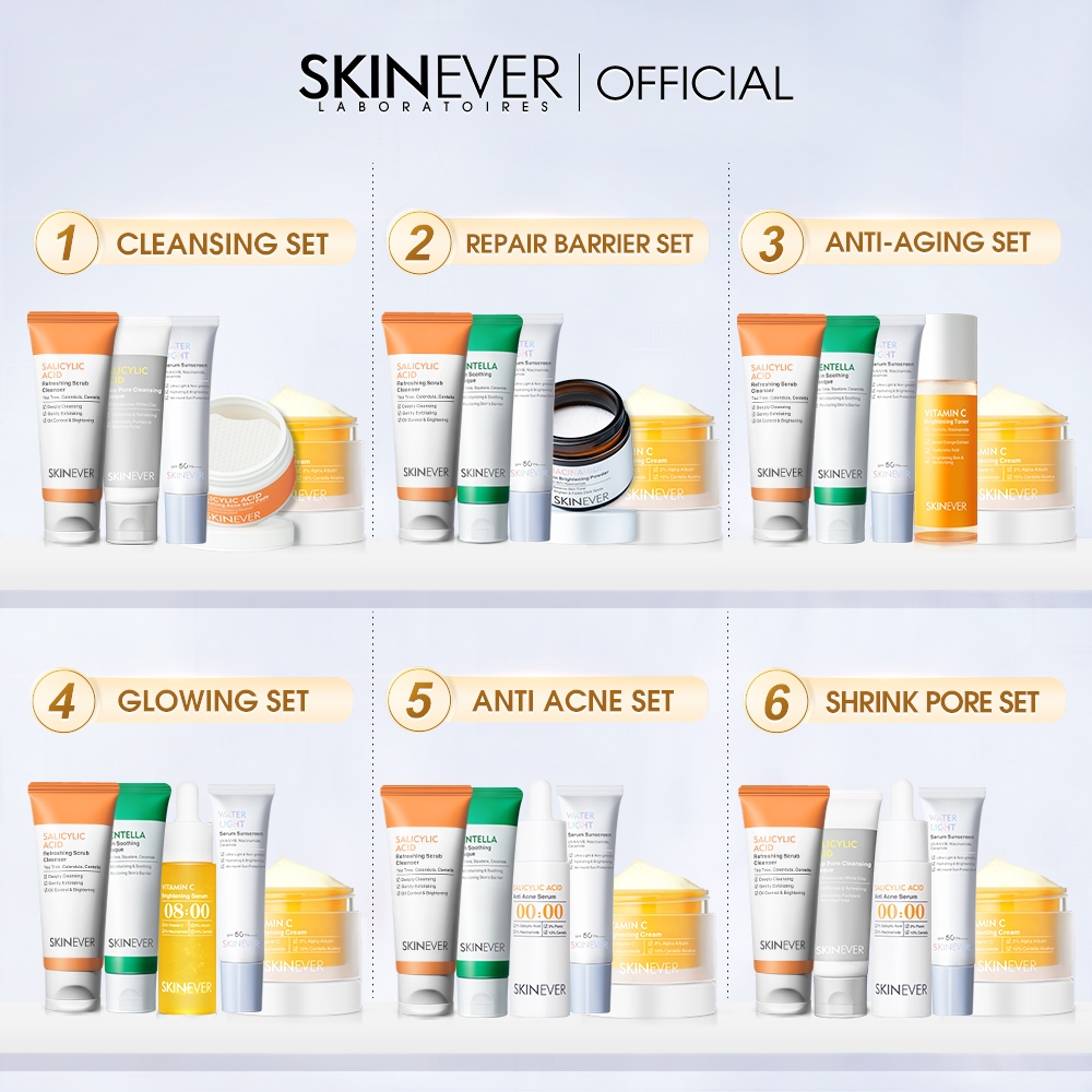 SKINEVER Skincare Set Refreshing Scrub Cleanser Salicylic Acid Serum ...