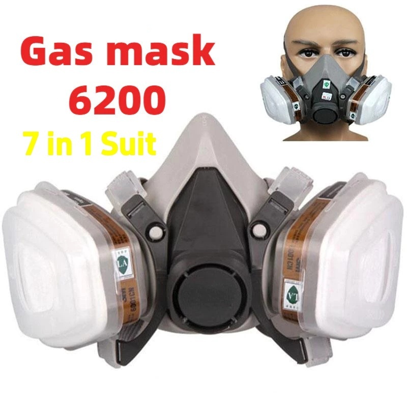 7 In 1 3M 6200 Gas Mask Half Face Painting Spraying Respirator Mask ...